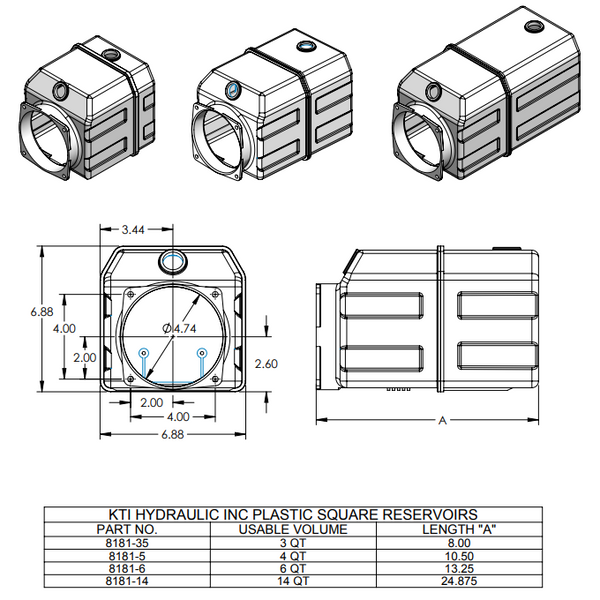 KTI Reservoir Kit, 3 quart Poly | 8181-35-KIT | Premium Supply